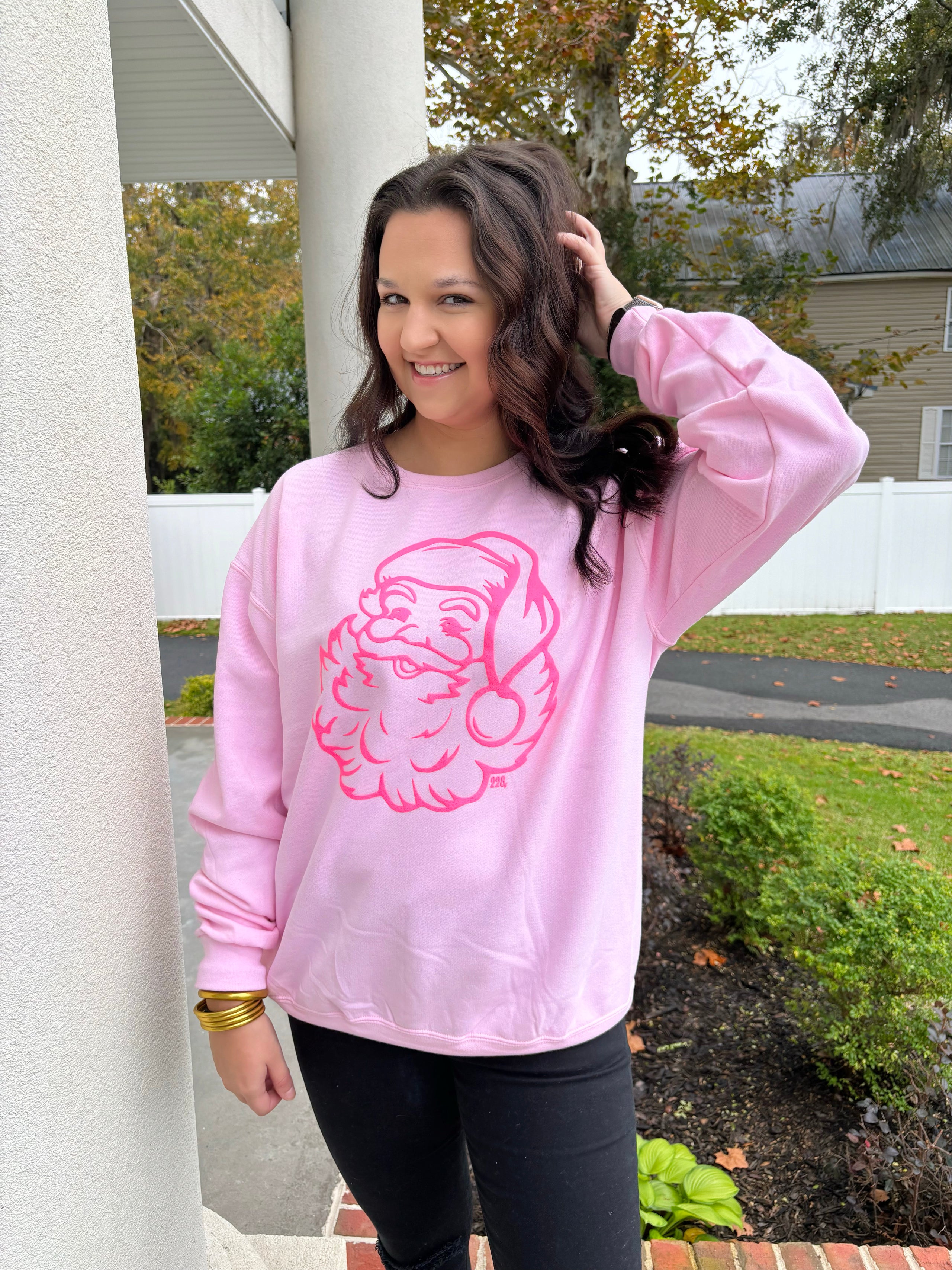Santa Puff Sweatshirt- Pink | Town and Country 37 S. McDonald St ...